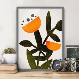 Bild mit Rahmen Bl&uuml;ten in Orange