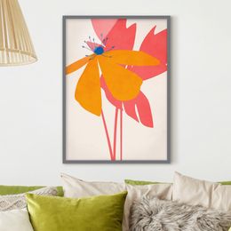 Bild mit Rahmen Florale Sch&ouml;nheit Rosa und Orange