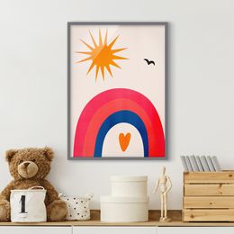 Bild mit Rahmen Sonnenschein und Regenbogen