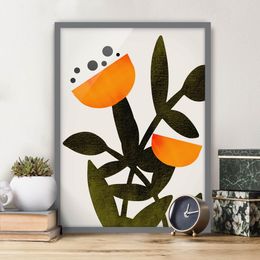 Bild mit Rahmen Bl&uuml;ten in Orange