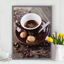 Bild mit Rahmen Kaffeetasse mit Kaffeebohnen
