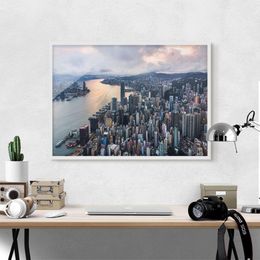 Bild mit Rahmen Hongkong bei Sonnenaufgang
