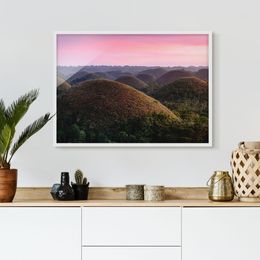 Bild mit Rahmen Schokoladenh&uuml;gel bei Sonnenuntergang