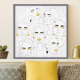Bild mit Rahmen Line Art - Beauty Portraits in Lemon