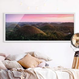 Bild mit Rahmen Schokoladenhügel bei Sonnenuntergang