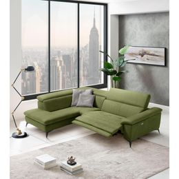 Ecksofa Egoitaliano "Martine, Multifunktionssofa mit Komfortfunktionen, edel und bequem", gr&uuml;n (kiwi), B:272cm H:96cm T:203cm, Sofas, Ecksofa, mit Ottomane, elektrischer Relaxfunktion und Kopfteilverstellung