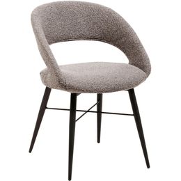 Esszimmerstuhl OMG DESIGN "Marley", rhino, schwarz, B:60cm H:85cm T:60cm, Stühle, mit modernem Cut-Out, Bouclé Bezug