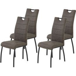 4-Fußstuhl Hela "PETRA", braun (vintage braun, schwarz, schwarz), B:43cm H:99cm T:61cm, 100% Polyester, Stühle, Vierfußstuhl; Vintage Optik; mit Griff; Rundrohrgestell
