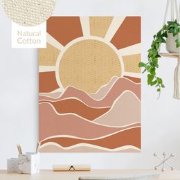Leinwandbild Berglandschaft mit goldenem Sonnenaufgang