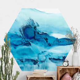 Hexagon Fototapete selbstklebend Blaue Str&ouml;mung II