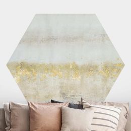 Hexagon Fototapete selbstklebend Goldene Farbfelder I
