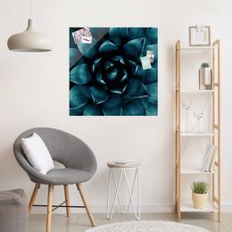 Glasbild Fotografie Sukkulente Petrol II