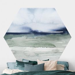 Hexagon Fototapete selbstklebend Meereswogen I