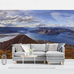 Fototapete Roys Peak in Neuseeland - Vliestapete nach Ma&szlig; Natur Himmel Wohnzimmer Schlafzimmer Bad Badezimmer K&uuml;che Flur Esszimmer Blau