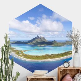 Hexagon Fototapete selbstklebend Inselparadies