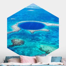 Hexagon Fototapete selbstklebend Leuchtturmriff von Belize