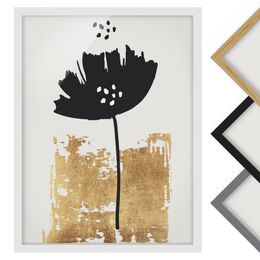 Bild mit Rahmen Goldene Mohn Blume