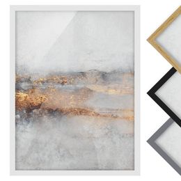 Bild mit Rahmen Gold-Grauer Nebel