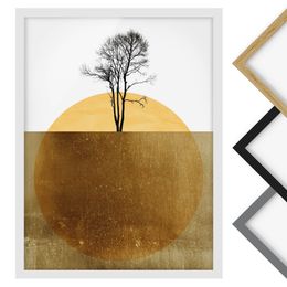 Bild mit Rahmen Goldene Sonne mit Baum