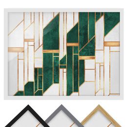 Bild mit Rahmen Emerald und Gold Geometrie