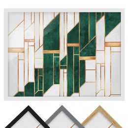 Bild mit Rahmen Emerald und Gold Geometrie