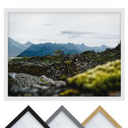 Bild mit Rahmen Einsame H&uuml;tte in Norwegen