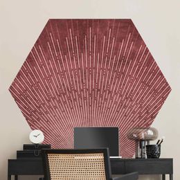 Hexagon Tapete selbstklebend Boho Japan Sonne