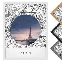 Bild mit Rahmen Stadtplan Collage Paris