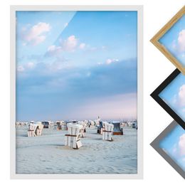 Bild mit Rahmen Strandk&ouml;rbe an der Nordsee