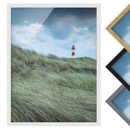 Bild mit Rahmen St&uuml;rmische Zeiten am Leuchtturm