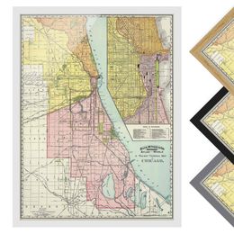 Bild mit Rahmen Vintage Karte Chicago