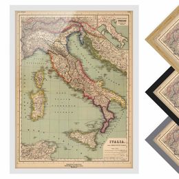 Bild mit Rahmen Vintage Landkarte Italien