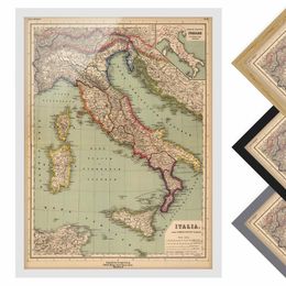 Bild mit Rahmen Vintage Landkarte Italien