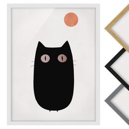 Bild mit Rahmen Schwarze Katze Illustration