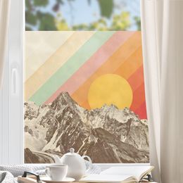Bilderwelten Fensterfolie Berge mit buntem Himmel