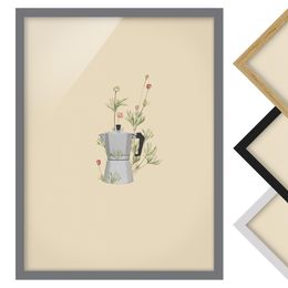 Bild mit Rahmen Bialetti mit Blumen