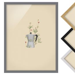 Bild mit Rahmen Bialetti mit Blumen