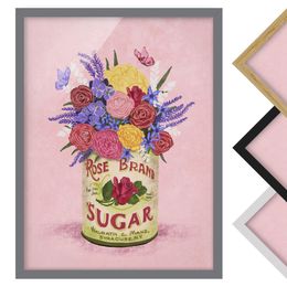 Bild mit Rahmen Flowers in a can - Roses and Lavender
