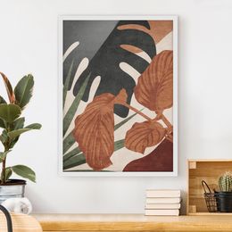 Bild mit Rahmen Tropische Boho Bl&auml;tter