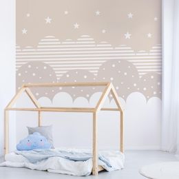Fototapete Wolken und Sterne - beige