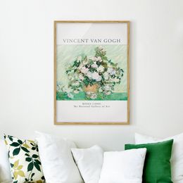 Bilderwelten Bild mit Rahmen originell gr&uuml;n modern inkl. Rahmung - Van Gogh - Rosen - Deko Wohnzimmer Schlafzimmer