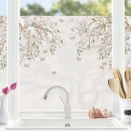 Fensterfolie Kirschbl&uuml;te im Fl&uuml;gelspiel der Schmetterlinge