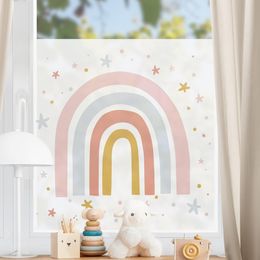 Fensterfolie Gro&szlig;er Regenbogen mit Sternen und P&uuml;nktchen