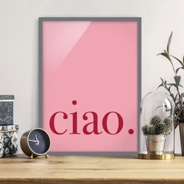 Bild mit Rahmen Ciao Rot und Pink