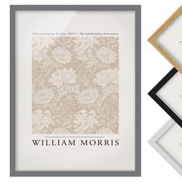 Bild mit Rahmen William Morris - Chrysanthemum Pattern Beige