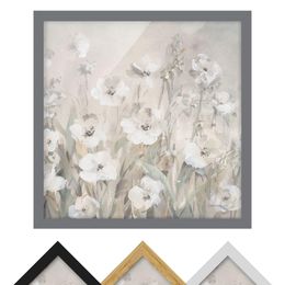 Bild mit Rahmen Wei&szlig;e sommerliche Blumen
