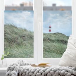 Bilderwelten Fensterfolie Strand Motiv Sichtschutz grün - Stürmische Zeiten am Leuchtturm - Küste Wohnzimmer Schlafzimmer Küche