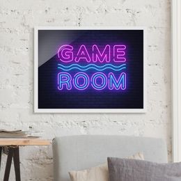 Bild mit Rahmen Neon Schrift Game Room