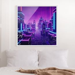 Bild mit Rahmen Neon Stadtlichter