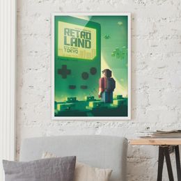Bild mit Rahmen Retro Classic Game in T&uuml;rkis